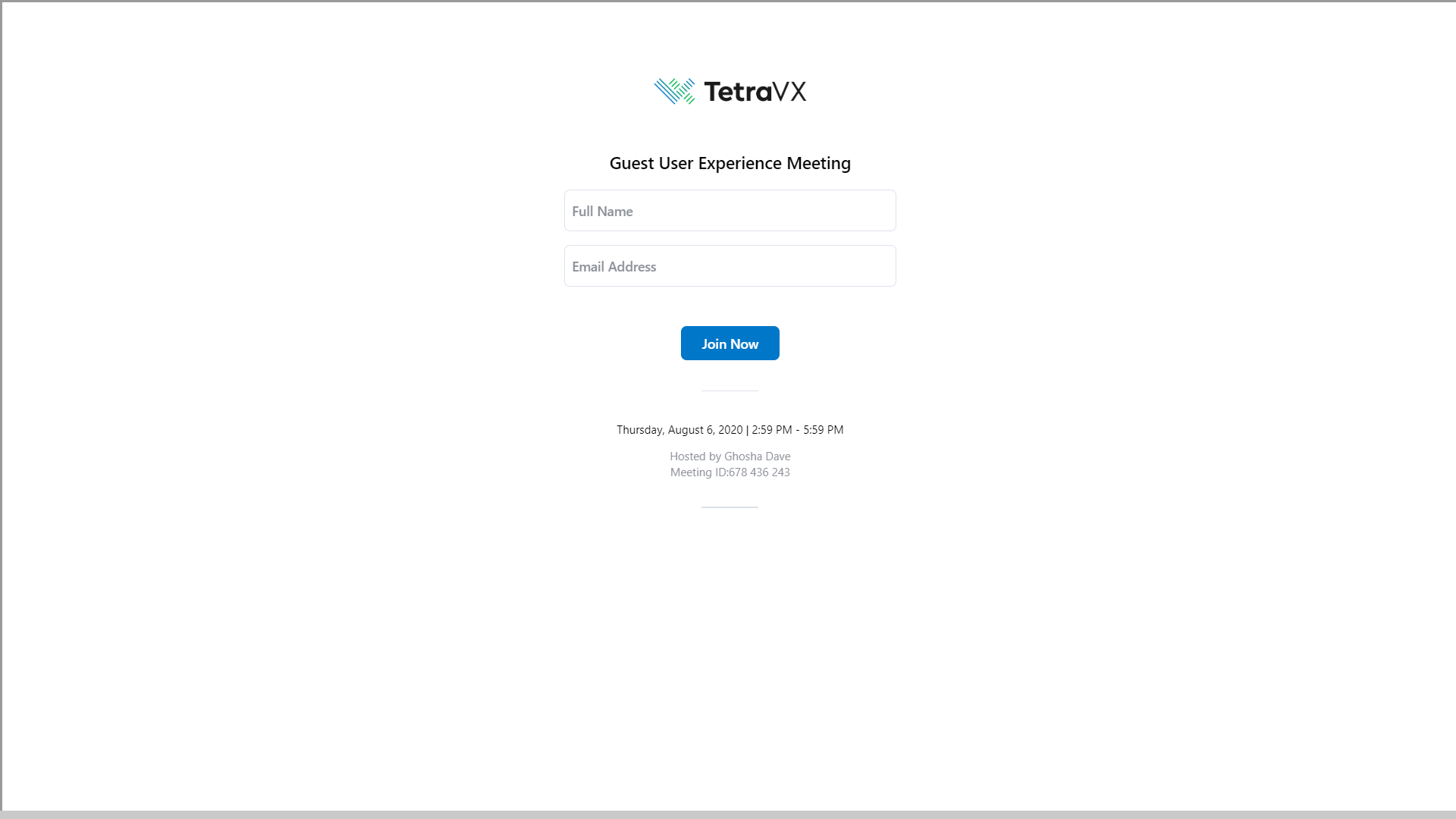 Meeting Guest User Experience - TetraVX Support